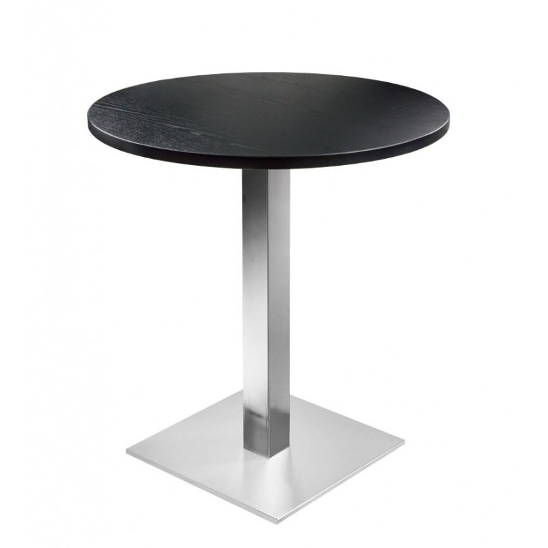 Table de restaurant Ronde Noir Ø60- base ultra plat en inox brossé avec ...