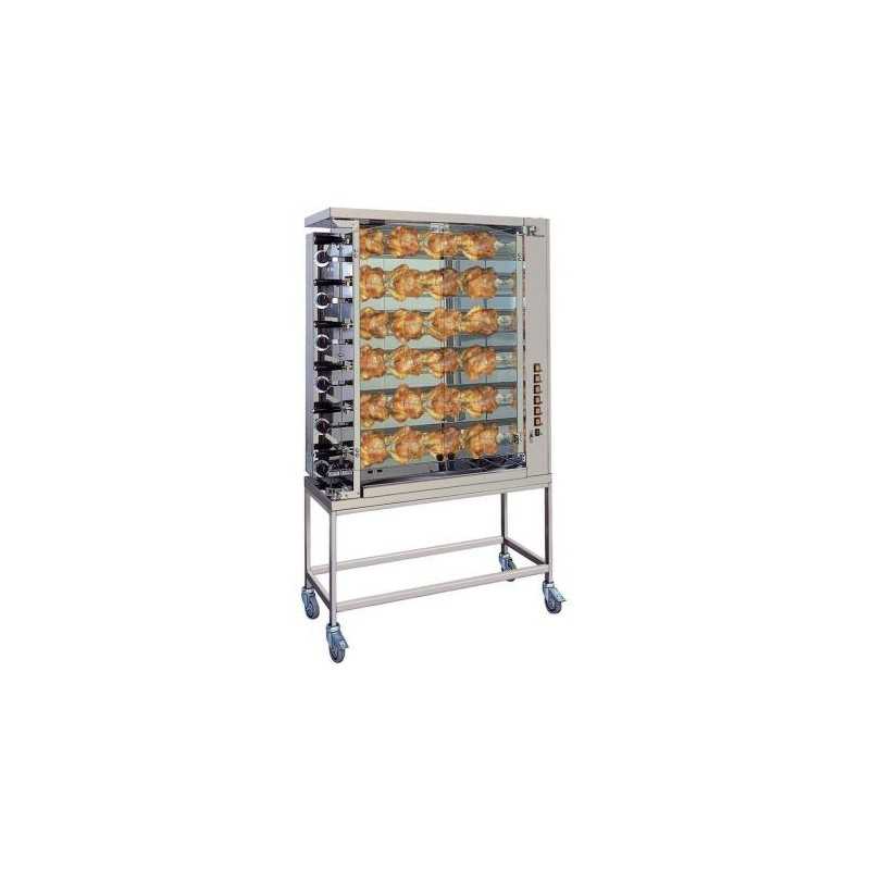 Rôtissoire ROTISOL à poulets gaz, 6 broches/ 36 poulets, sur roues