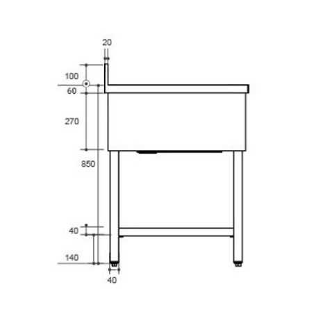 Equipement professionnel cuisine - %category_name% : Plonge inox - AISI 304 - 1400 (L) x 700 (P ...