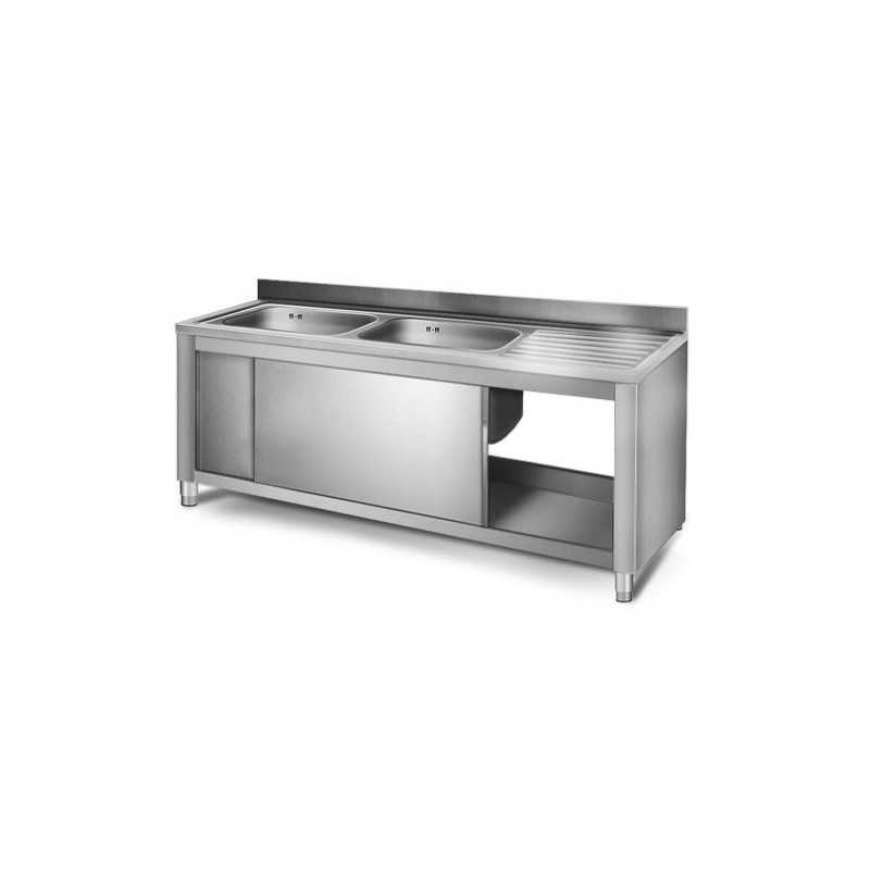 Equipement professionnel cuisine - %category_name% : Plonge inox sur meuble - AISI 304 - 1800 (L ...